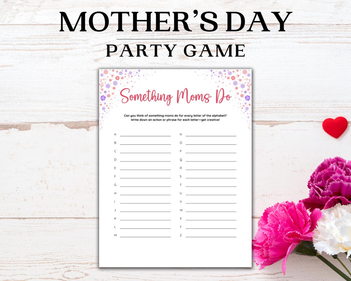 A to Z Mother's Day Game, Printable Group Activity (digital Download ...