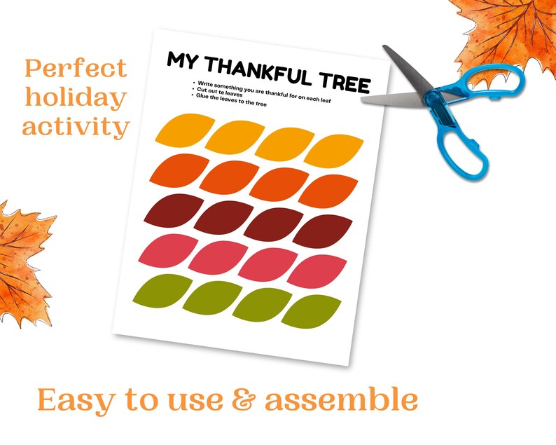 Thanksgiving My Thankful Tree Printable, Kids Activity, Gratitude ...