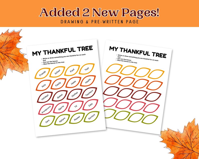 Thanksgiving My Thankful Tree Printable, Kids Activity, Gratitude ...