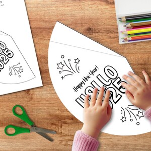 New Years Coloring Party Hat Printable, New Years Printable, New Years ...