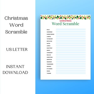 Christmas Word Scramble Printable - Etsy