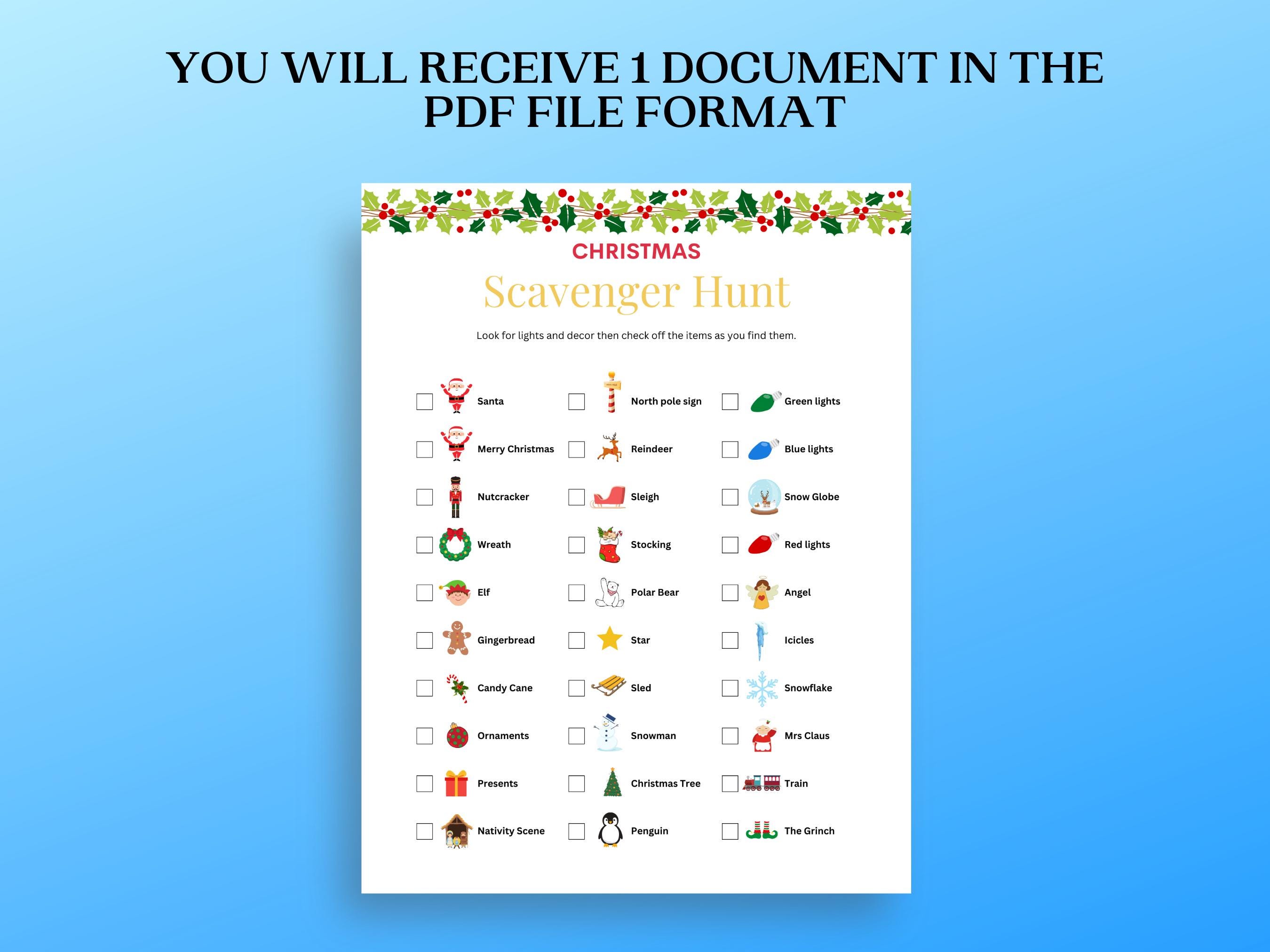 Christmas Scavenger Hunt Printable - Etsy