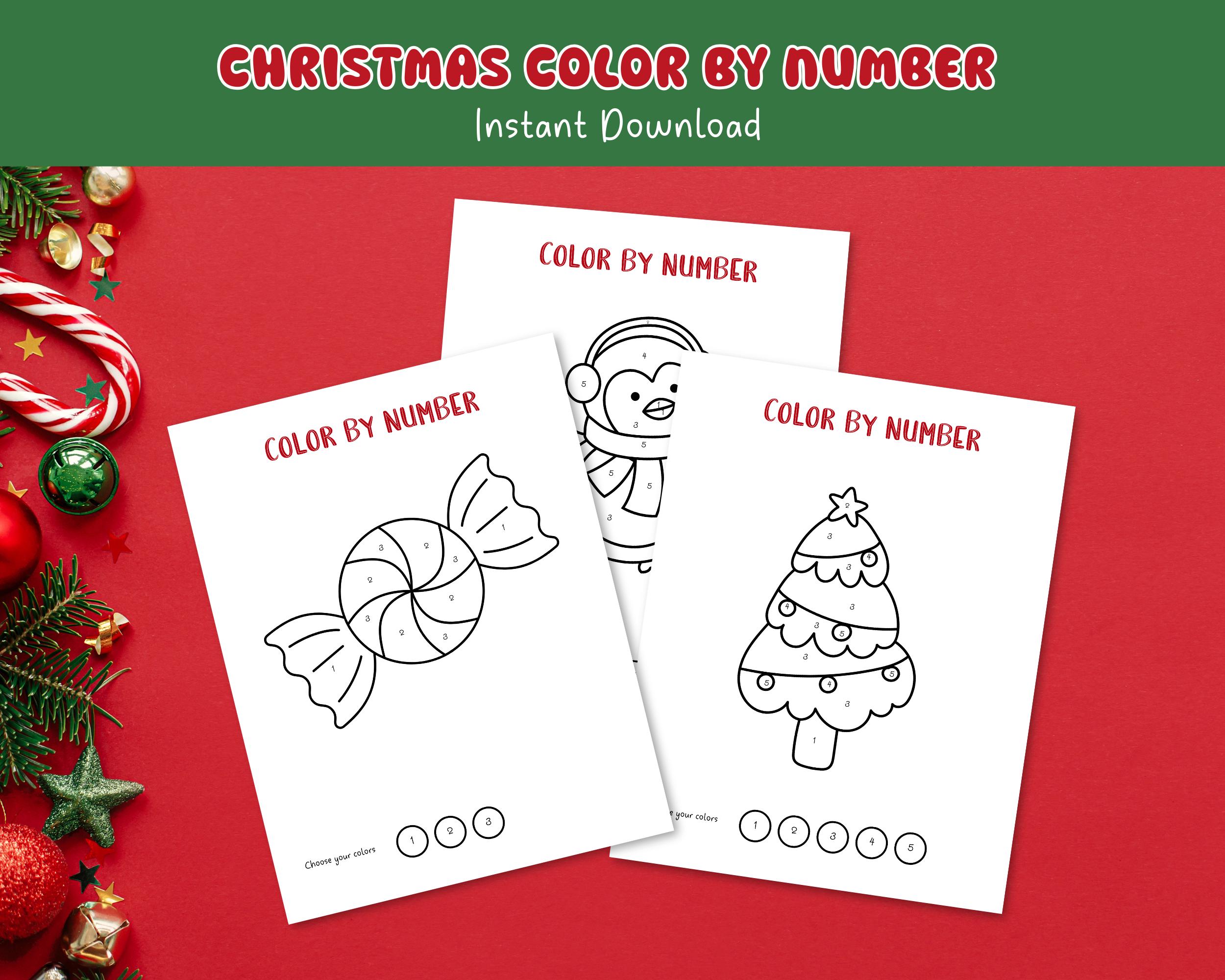 Christmas Color by Number Printable, Christmas Coloring, Winter ...