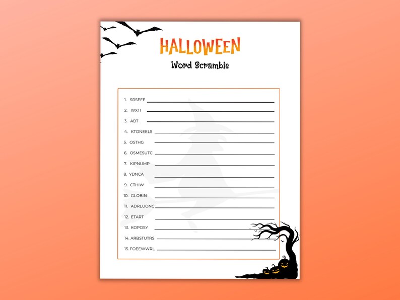 Halloween Word Scramble Printable, Halloween Activity, Family Fun - Etsy