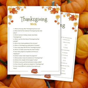 Thanksgiving Trivia Printable - Etsy