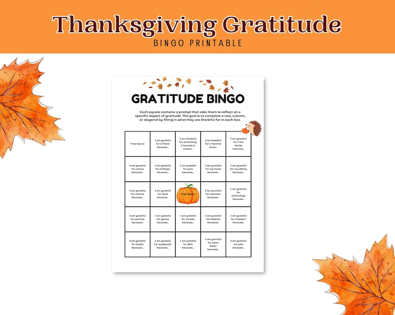 Thanksgiving Gratitude Bingo Printable - Etsy