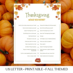 Thanksgiving Would You Rather Printable, Thanksgiving Game, Family Game ...
