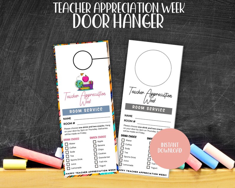 Teacher Appreciation Door Hanger, Printable Room Service Sign (digital ...