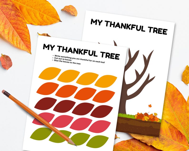 Thanksgiving My Thankful Tree Printable, Kids Activity, Gratitude ...