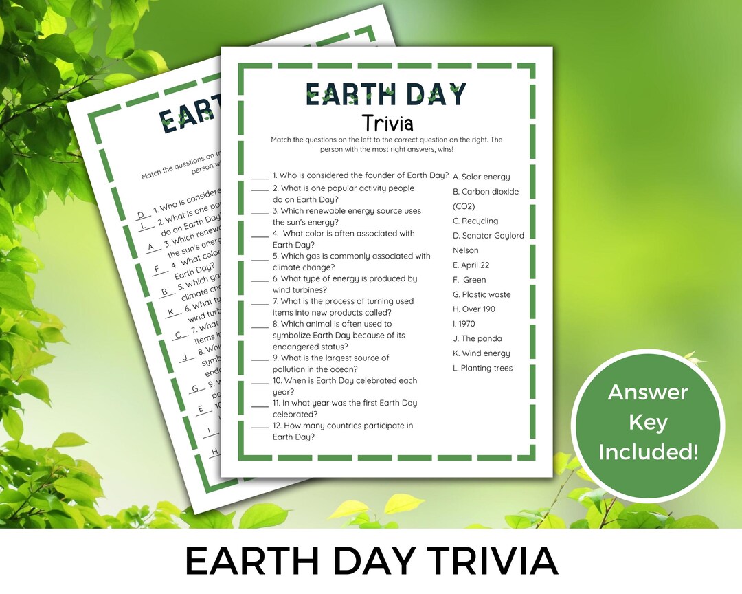 Earth Day Trivia Activity Printable, Classroom Activities, Earth Day ...