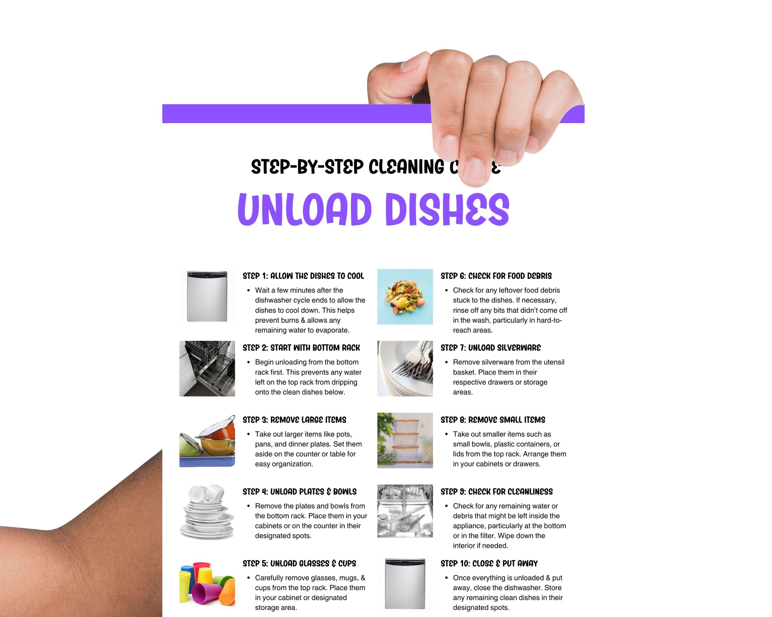 Step-by-step Dishes Chore Printable, Young Adult Guides, Independent ...