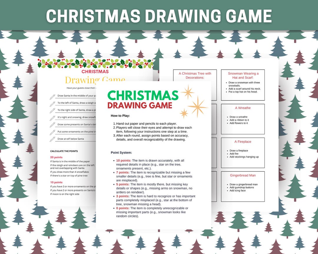 Christmas Drawing Game Printable - Etsy