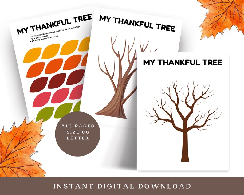 Thanksgiving My Thankful Tree Printable, Kids Activity, Gratitude ...