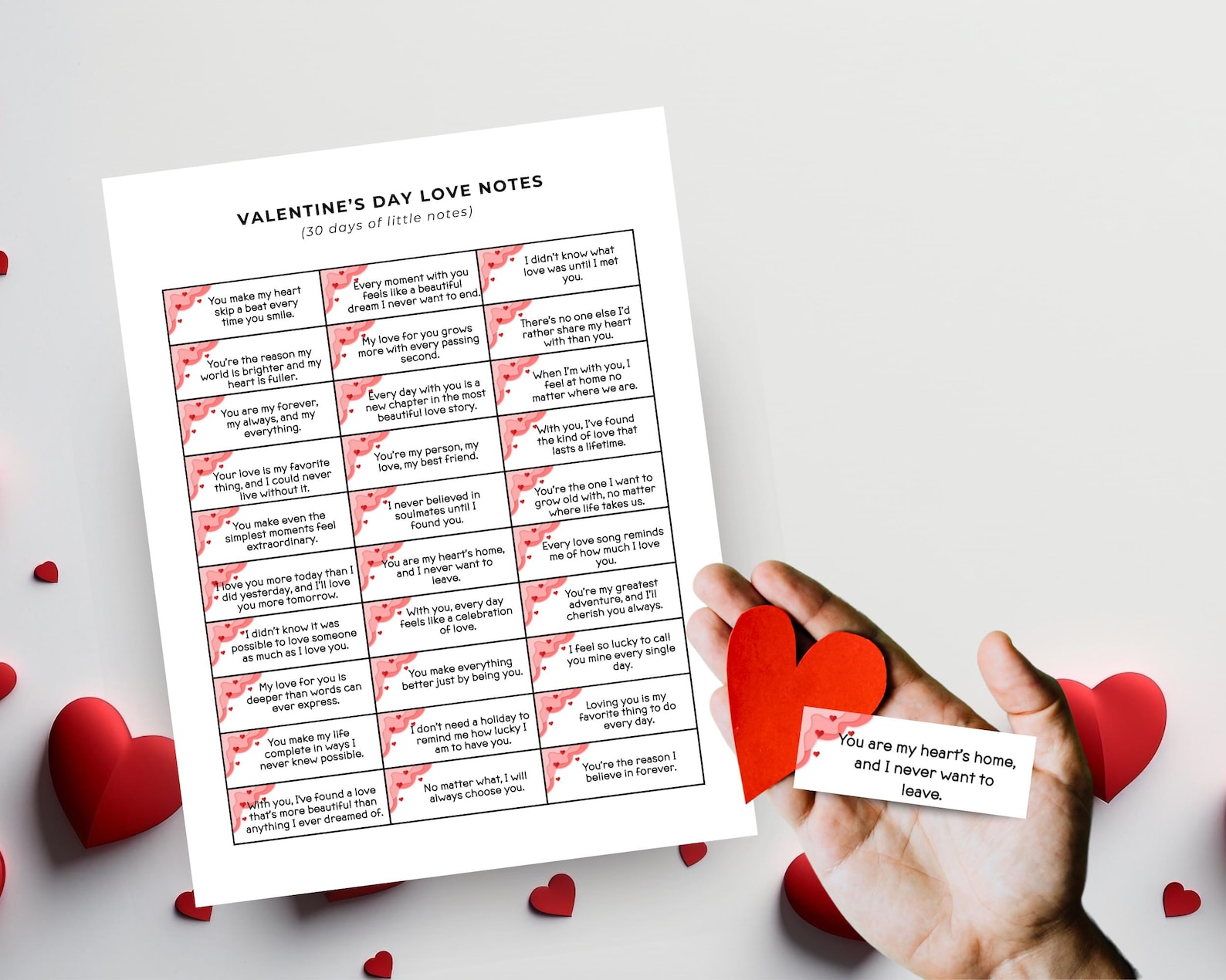 Valentine's Day Love Notes Printable, Message in a Bottle, Love Notes ...