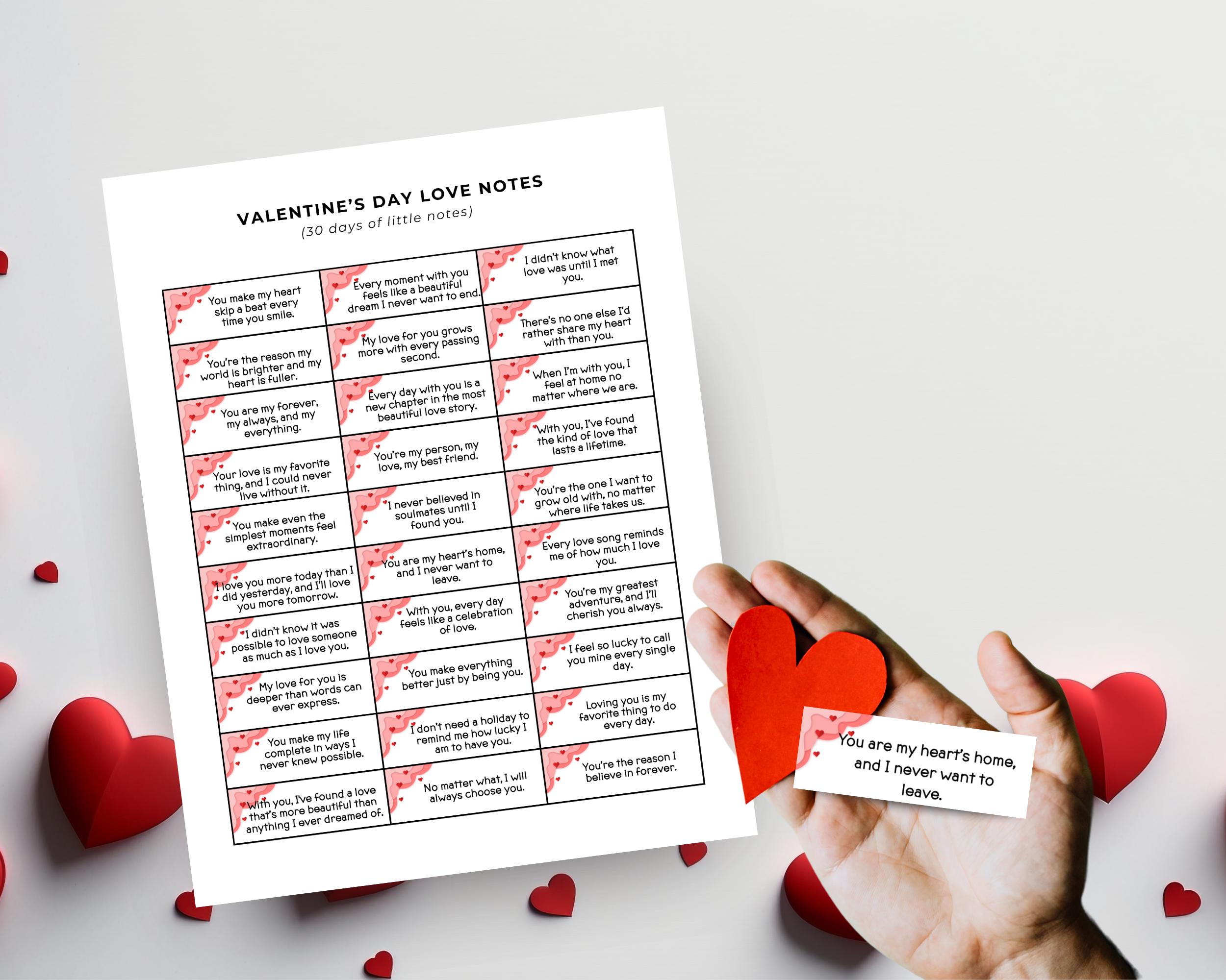 Valentine's Day Printable Love Notes, 30 Pack (digital Download) - Etsy