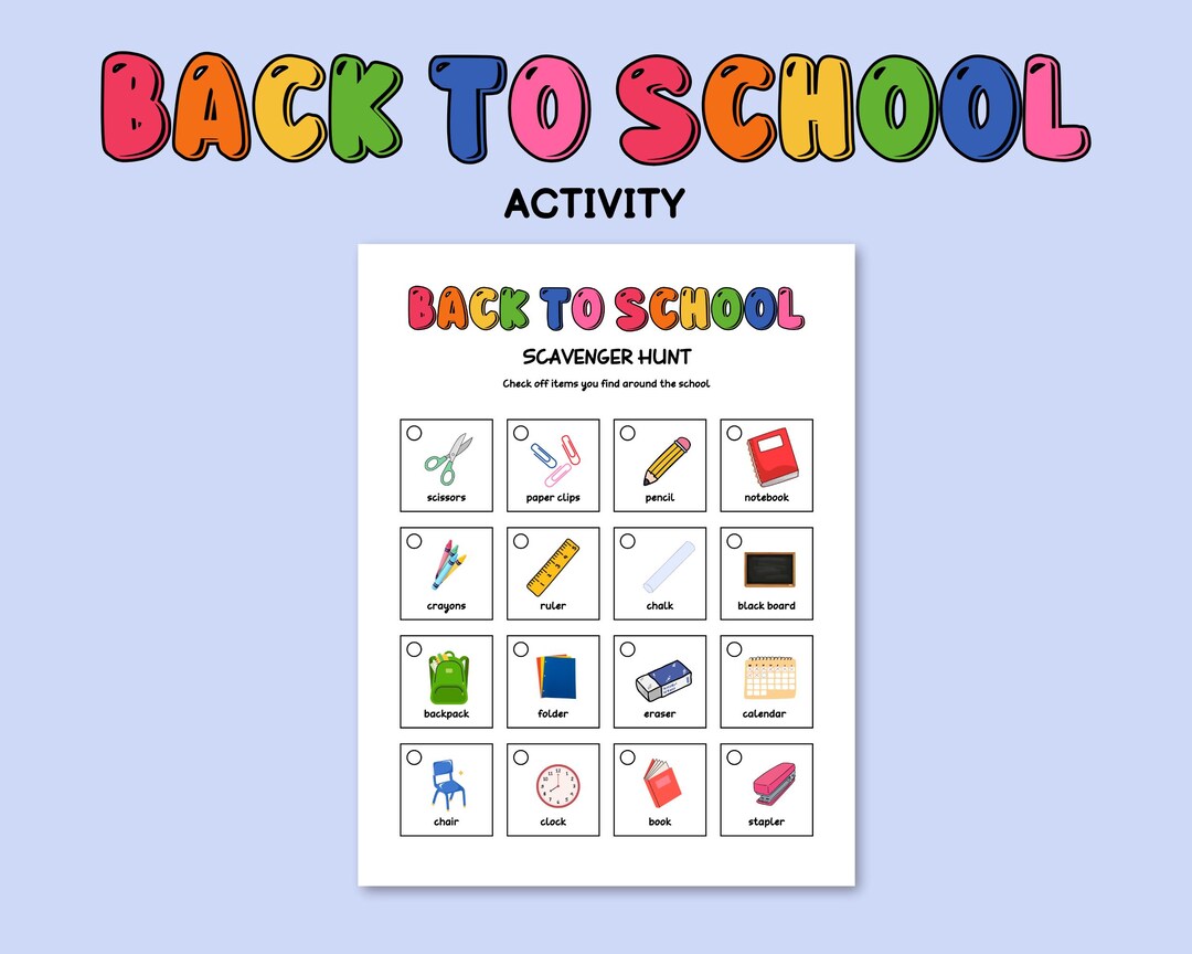 Back to School Scavenger Hunt Printable, Teacher Resources, First Day ...