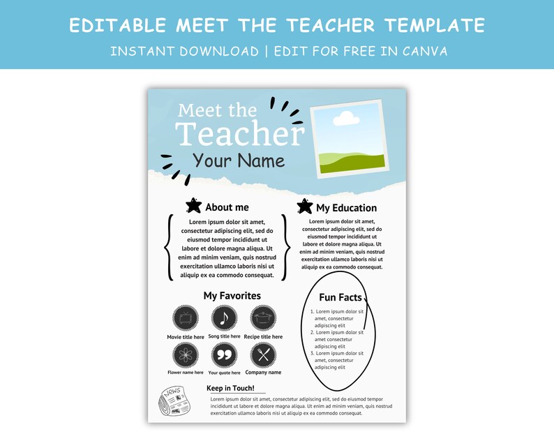 Meet the Teacher Canva Template Paper Theme - Etsy