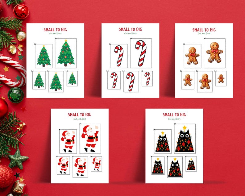 Christmas Sorting Activity Printable, Size Matching, Christmas Activity ...