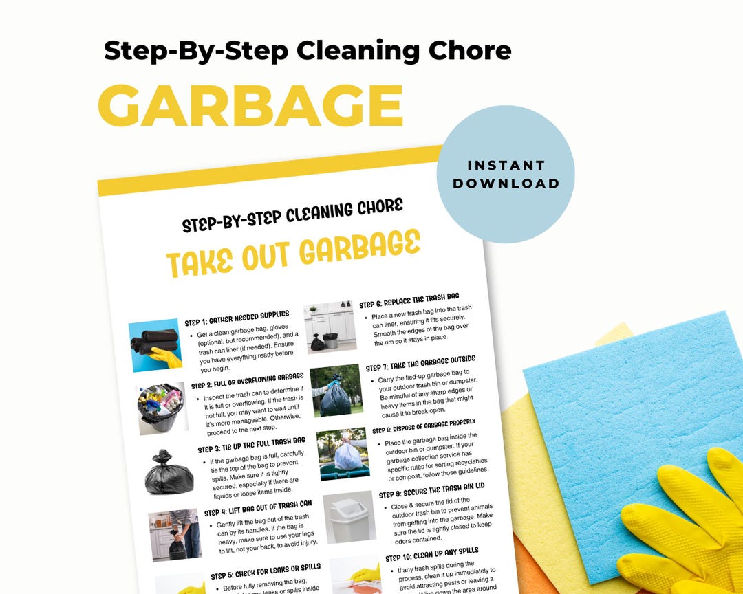 Step-by-step Take Out Garbage Chore Printable, Young Adult Guides ...
