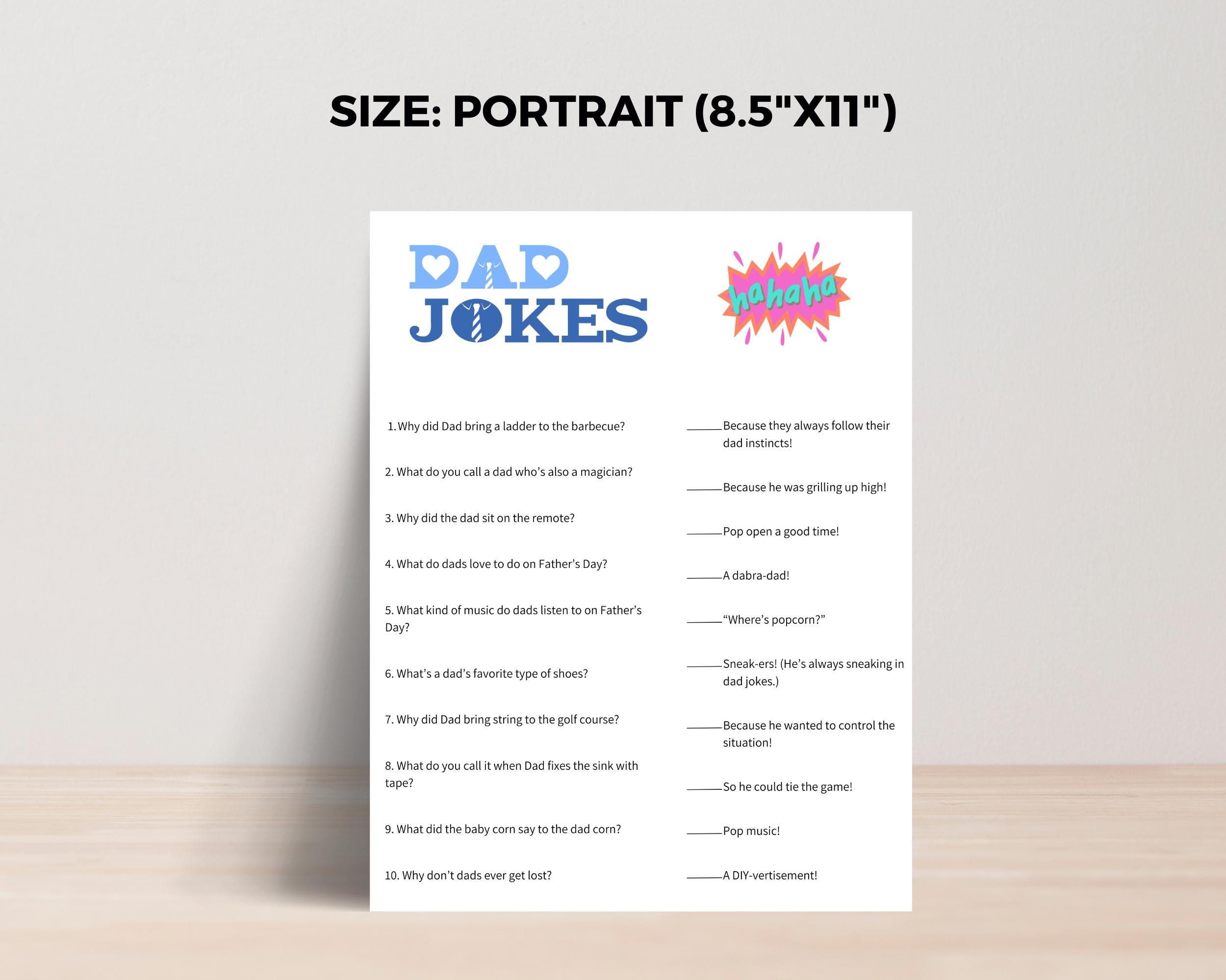 Father's Day Dad Jokes Printable, Fun Father's Day, Family Game Night ...