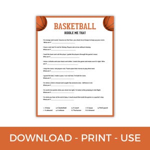 Basketball Riddles Game Printable, Sports Trivia (digital Download) - Etsy