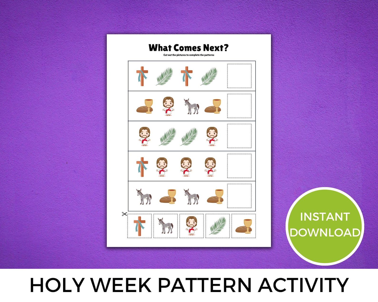 Palm Sunday Pattern Activity Printable, Palm Sunday Activity, Easter ...