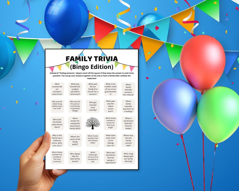 Family Reunion Games Bundle, Printable Bingo, Scavenger Hunt (digital ...