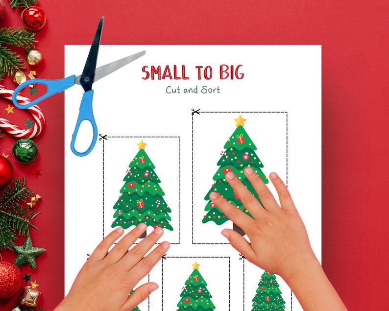 Christmas Sorting Activity Printable, Size Matching, Christmas Activity ...