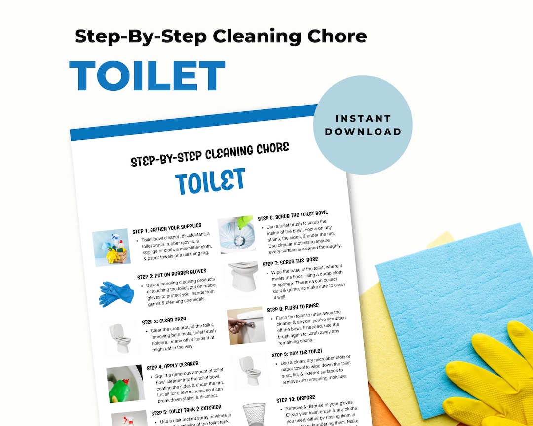 Step-by-step Toilet Cleaning Chore Printable, Young Adult Guides ...
