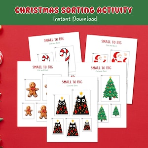 Christmas Sorting Activity Printable, Size Matching, Christmas Activity ...