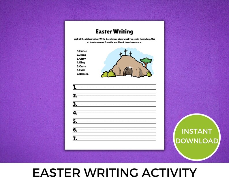 Easter Writing Activity Printable, Sunday School Craft (digital ...