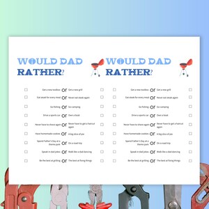 Father's Day Would Dad Rather Game Printable, Fun Father's Day, Family ...