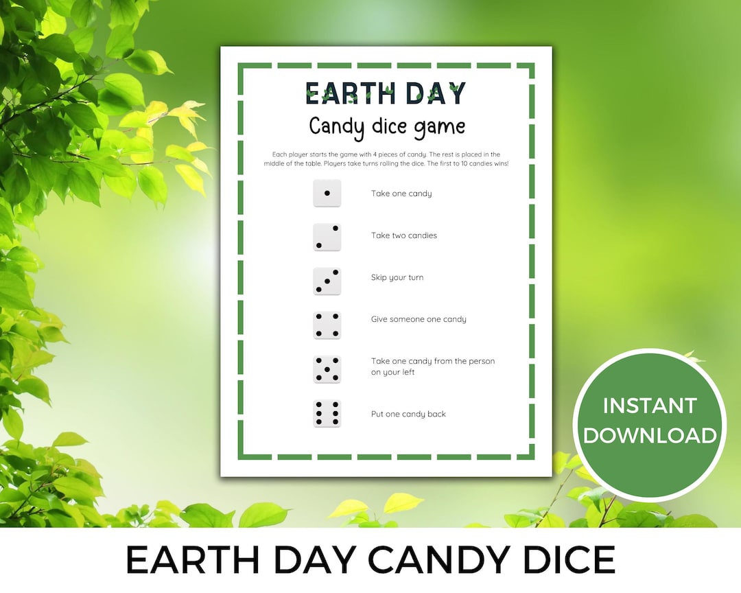 Earth Day Candy Dice Activity Printable, Classroom Activities, Earth ...