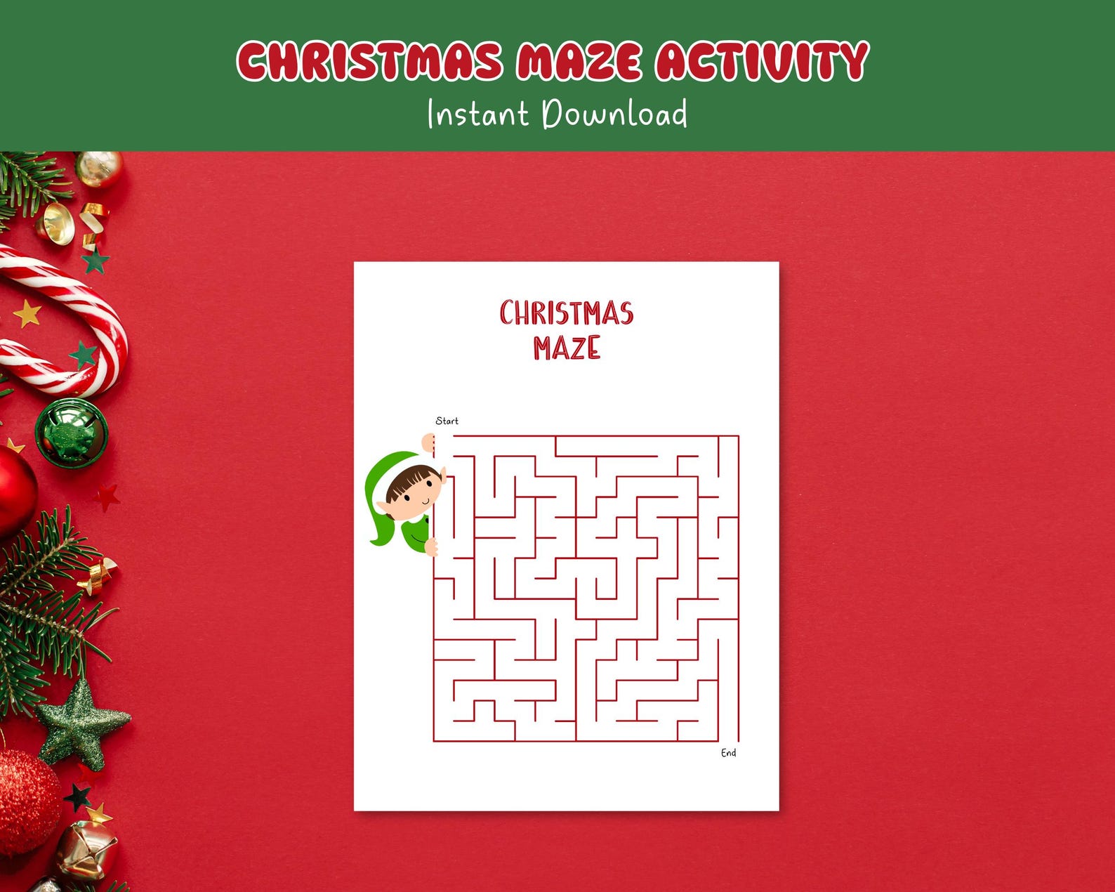 Christmas Maze Printable, Classroom Activity, Christmas Fun Game - Etsy