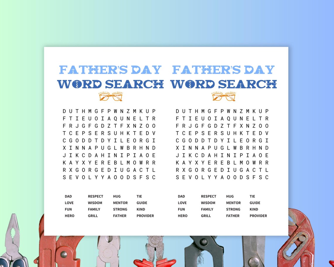 Father's Day Word Search Printable, Fun Father's Day, Family Game Night ...