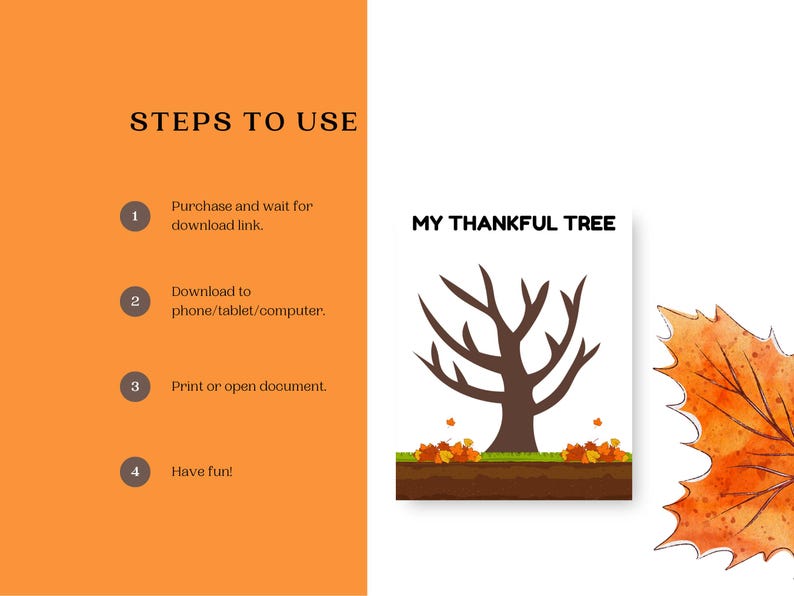 Thanksgiving My Thankful Tree Printable, Kids Activity, Gratitude ...