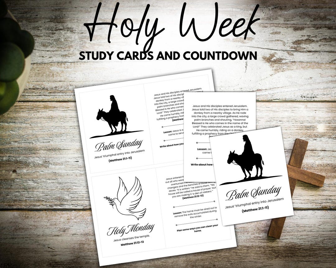Holy Week Study Cards Printable, Holy Week Cards, Bible Study Cards ...
