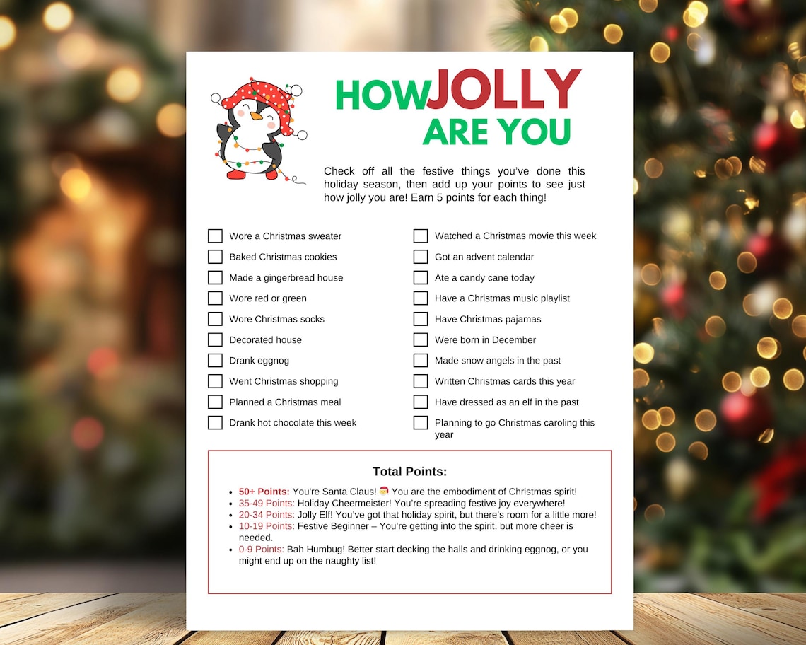 Christmas How Jolly Are You Game Printable - Etsy