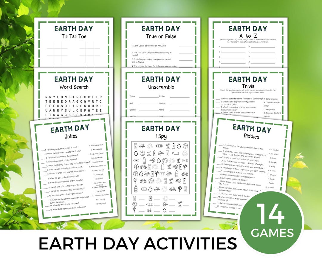 Earth Day Games/activity Bundle Printable, Classroom Activities, Earth ...