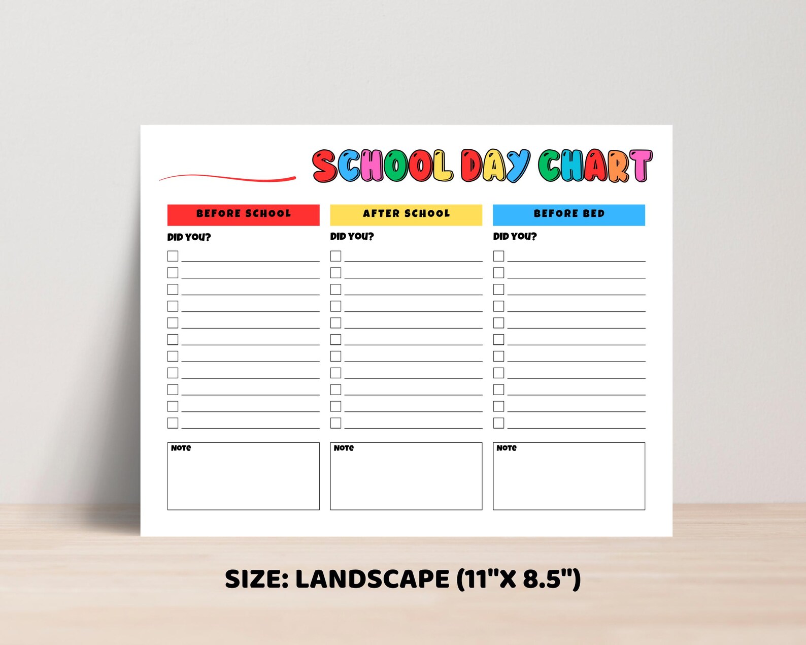 School Day Chart Printable, Kid Schedule, Daily Checklist Kids, Task ...