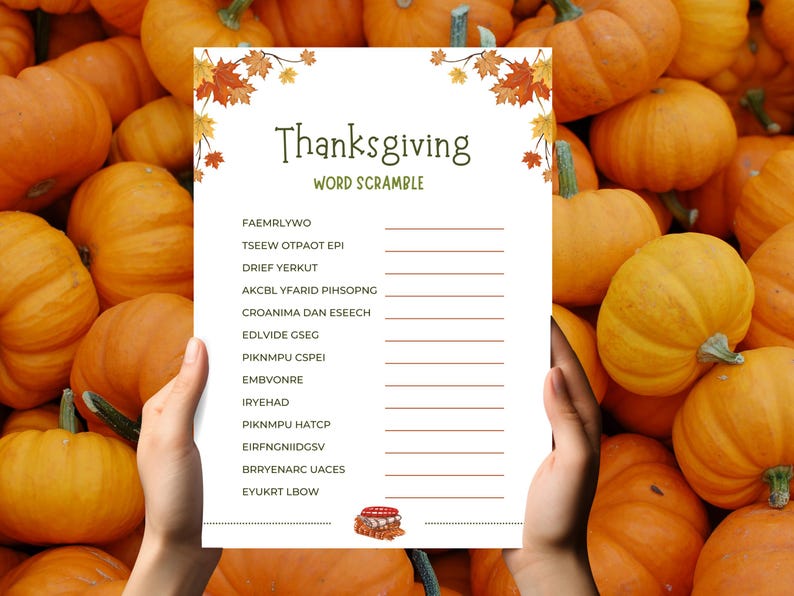 Thanksgiving Word Scramble Printable - Etsy
