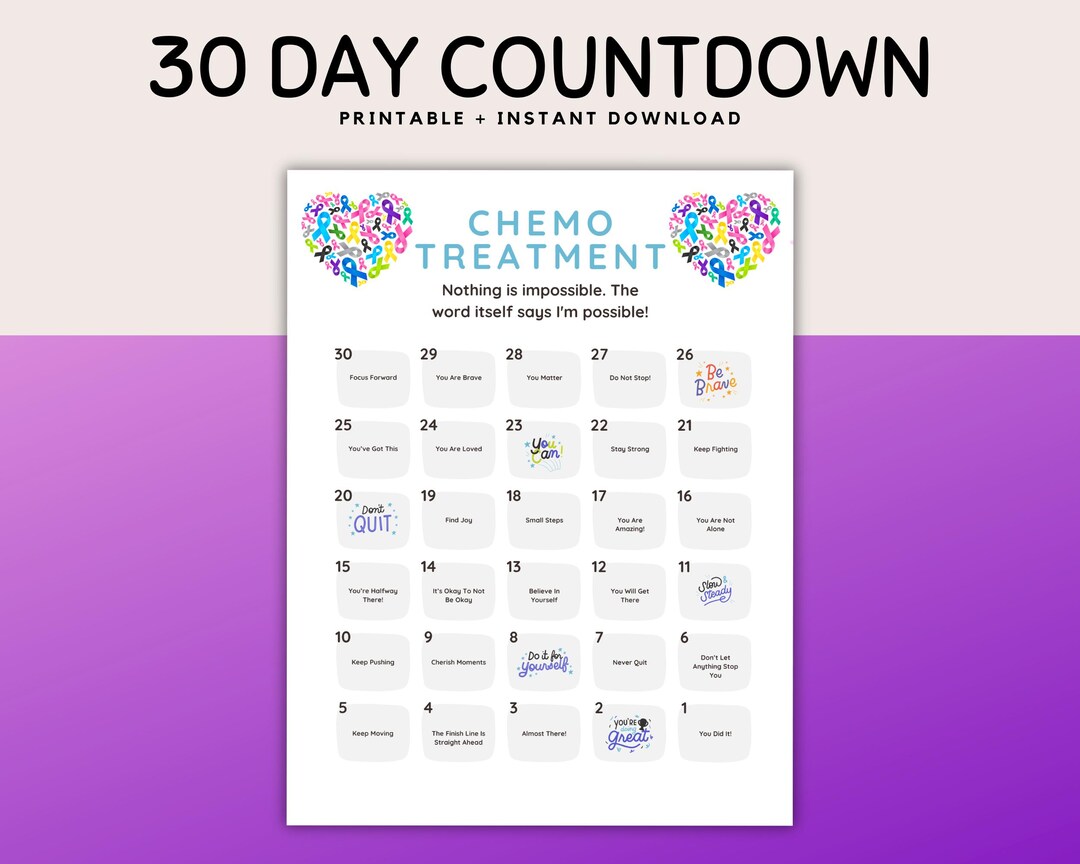 30 Day Chemo Treatment Countdown Printable - Etsy