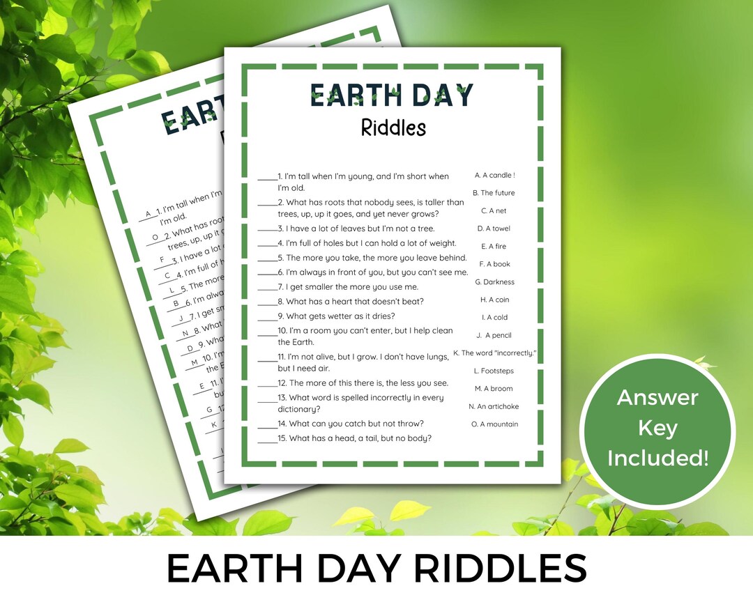 Earth Day Riddles Activity Printable, Classroom Activities, Earth Day ...