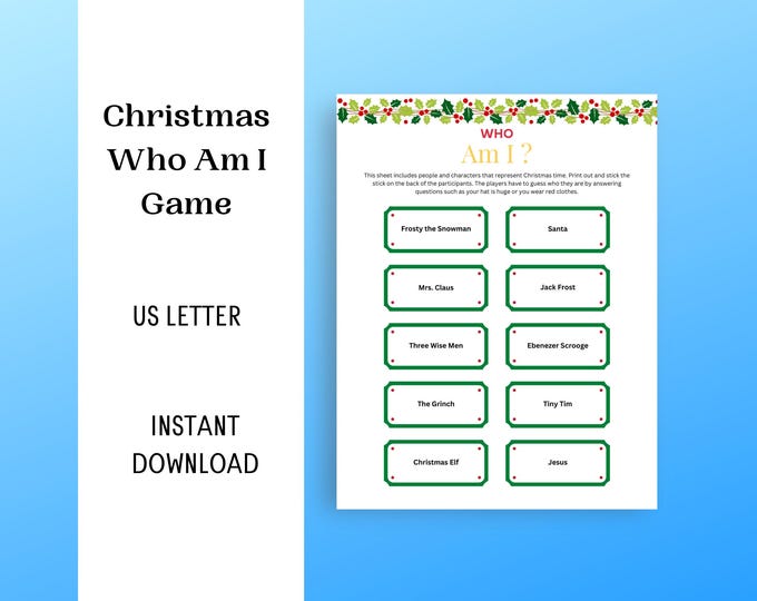 Who Am I? - Printable Game - Hedbanz - Headbands - Christmas Family ...