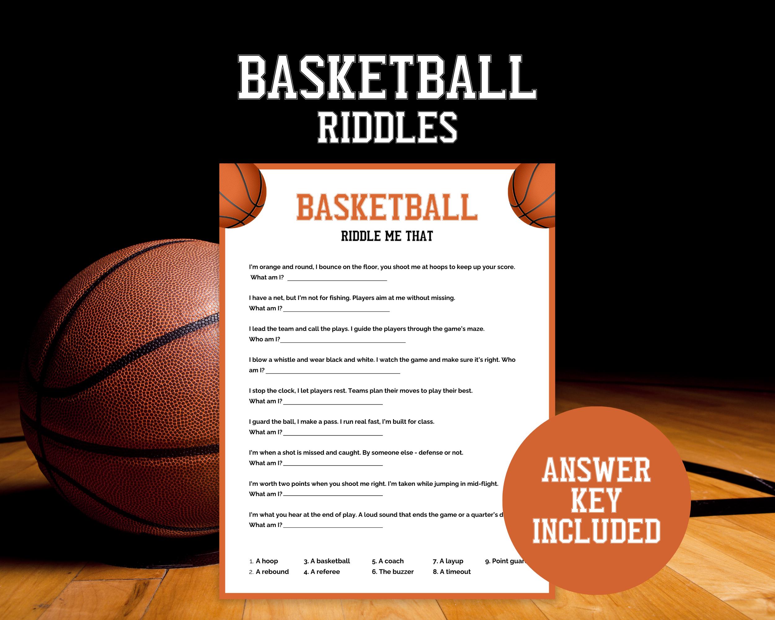 Basketball Riddles Game Printable, Sports Fan, Trivia Night, March ...