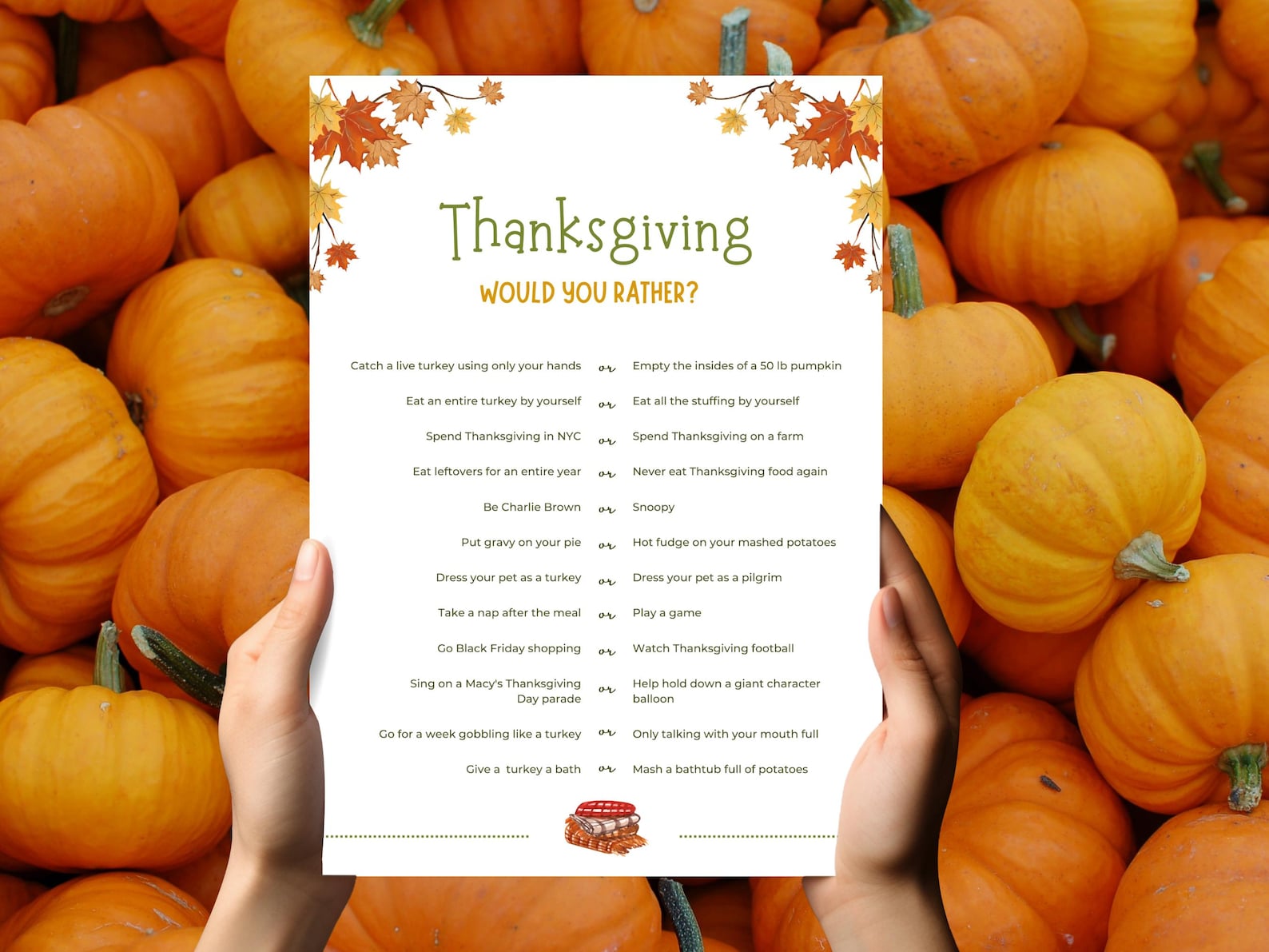 Thanksgiving Would You Rather Game, Family Fun (digital Download) - Etsy