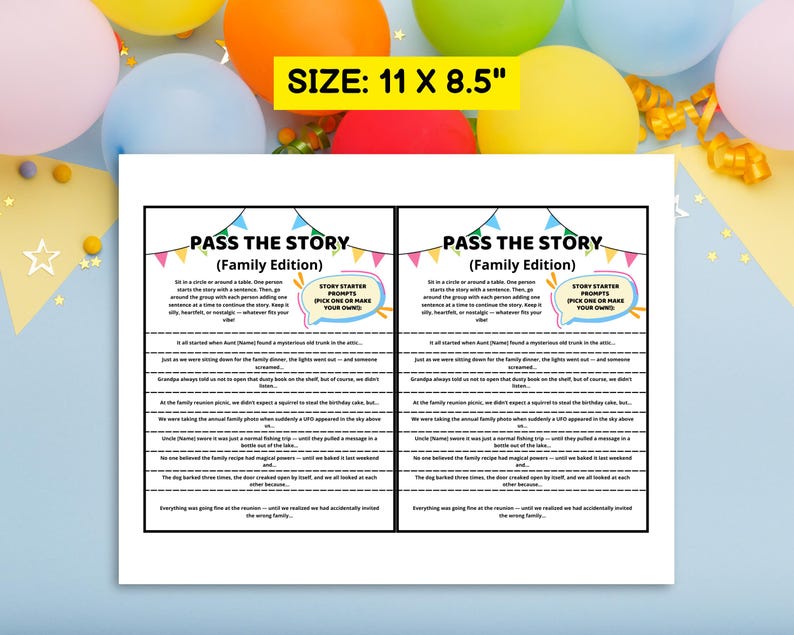 Family Reunion Pass the Story Game Printable, Reunion Games, Family ...