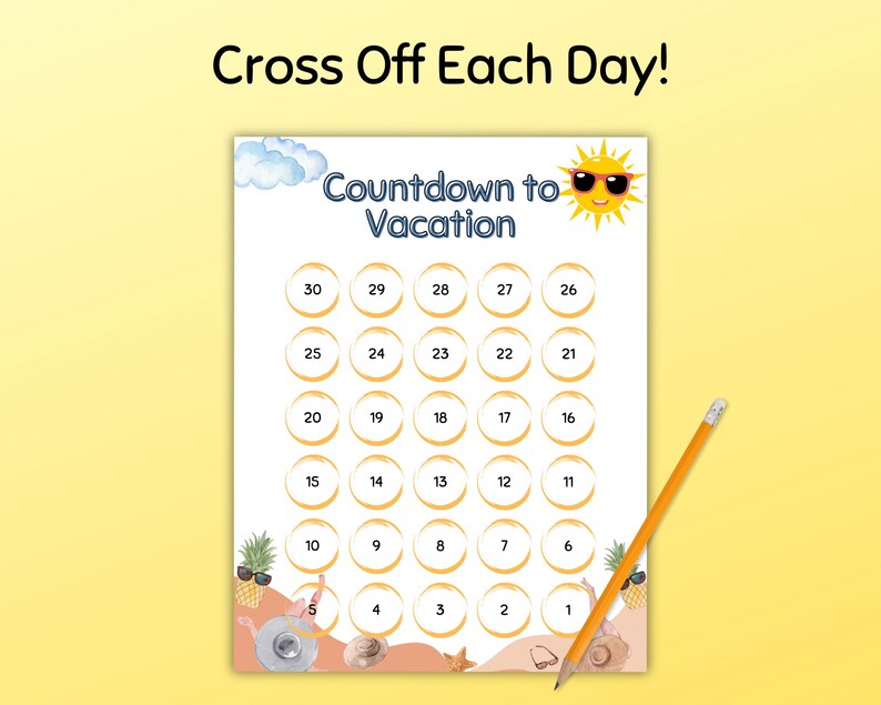 30 Day Vacation Countdown Printable - Etsy