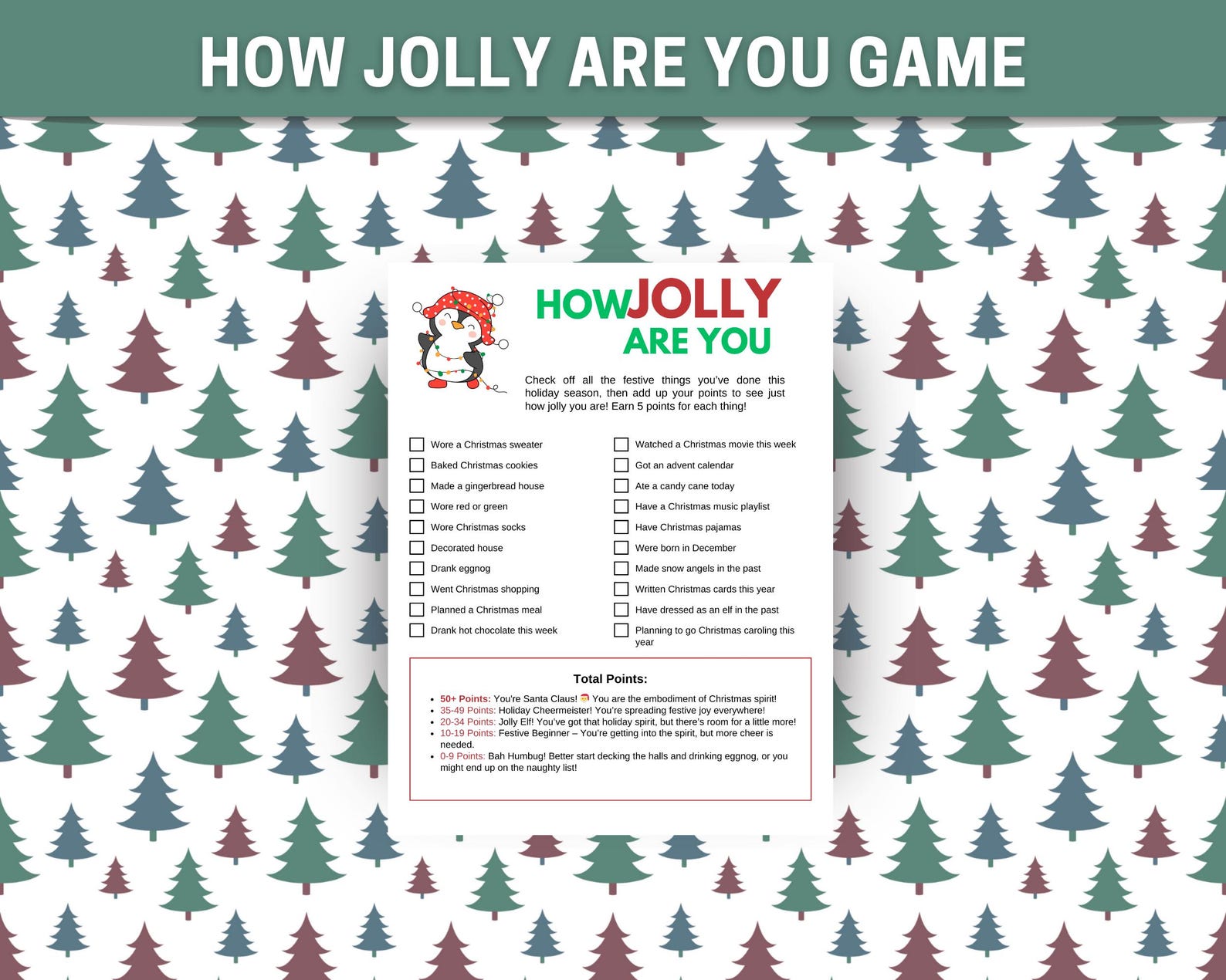 Christmas How Jolly Are You Game Printable - Etsy