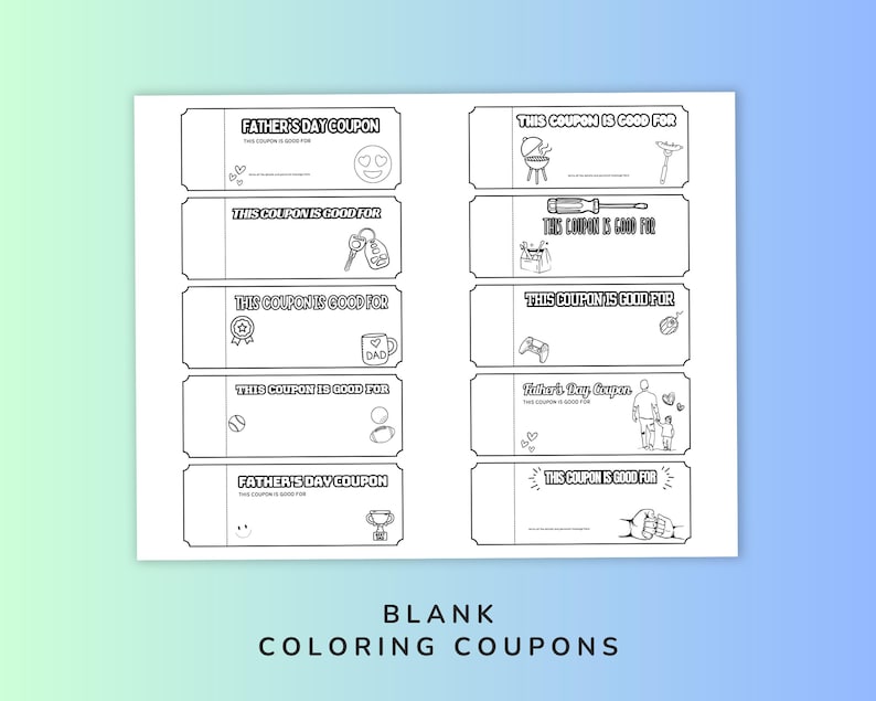 Father's Day Coupons Printable, Father's Day Crafts, Presents for Dad ...